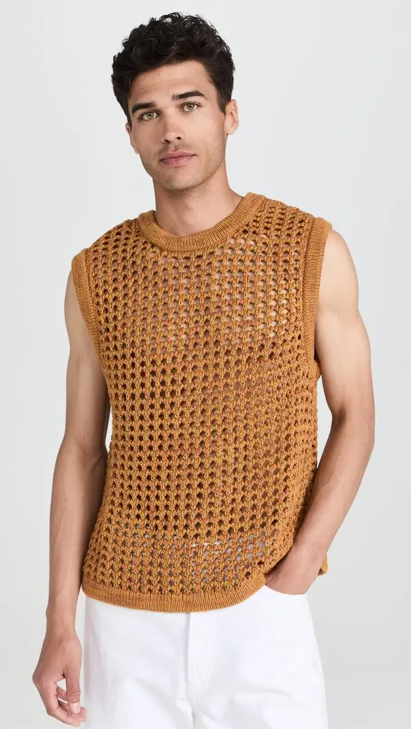 Nicholas Daley Crochet Vest In Orange Mustard - 70% Off